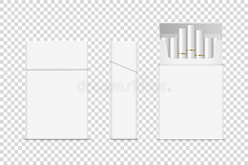 Vector Realistic Closed and Opened Clear Blank Cigarette Pack Box Set ...