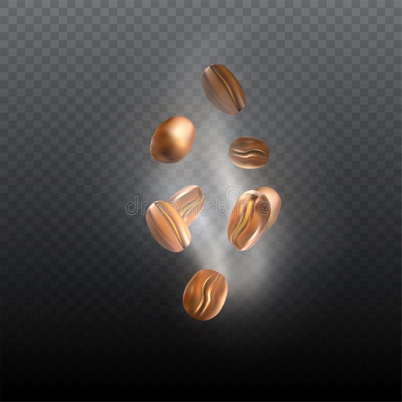 Vector Realistic Coffee Beans on Transparent Background. Fresh Roasting ...