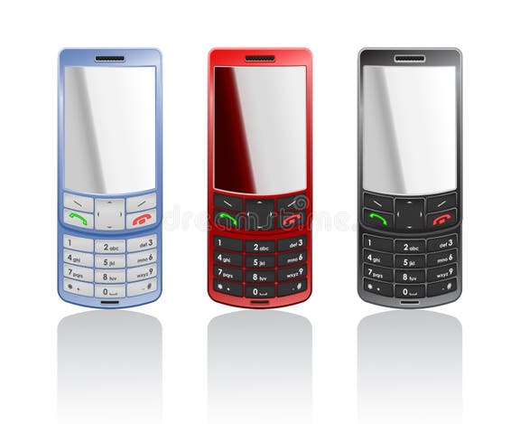 Vector Realistic Color Mobile Phones Stock Vector - Illustration of ...