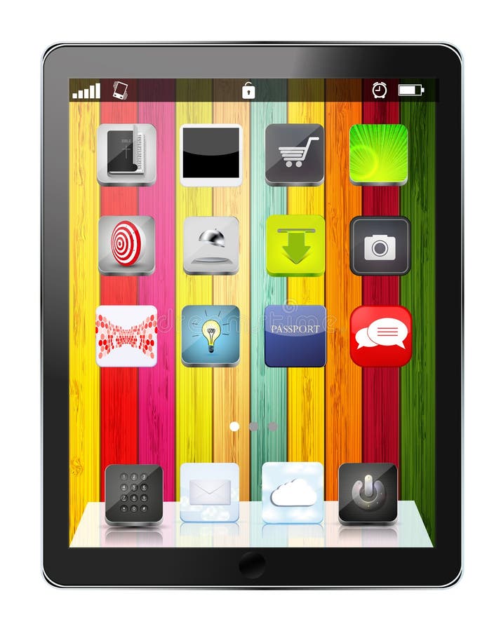 Vector Realistic Computer Tablet with App Icon Stock Illustration ...