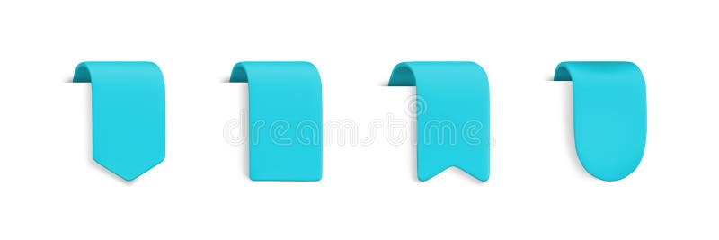 Vector Realistic 3d Blue Bookmarks Set. Vintage Design Element, Cute ...