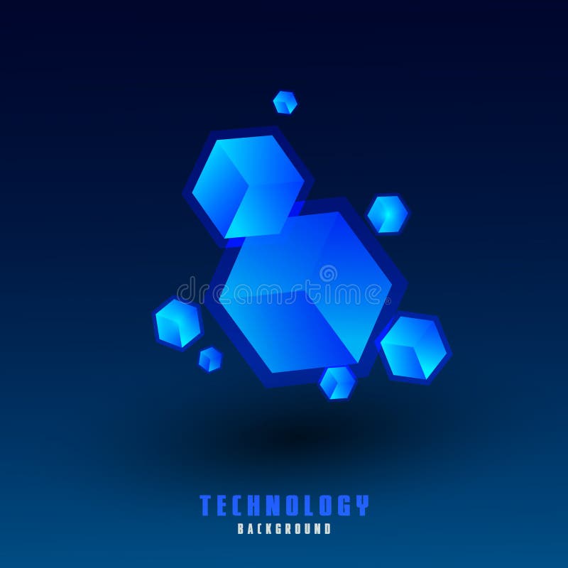 Vector Realistic 3d Cubes with Blue Glowing on Dark Blue Wave ...