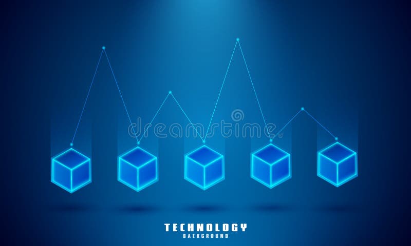Vector Realistic 3d Cubes with Blue Glowing on Dark Blue Background ...