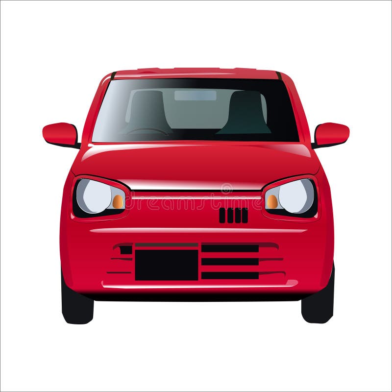 Vector Realistic 3d Illustration Red Car with Gradients and Front View ...