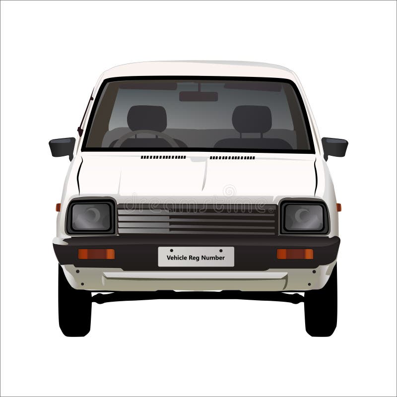 Vector Realistic 3d Illustration White Car with Gradients and Front ...