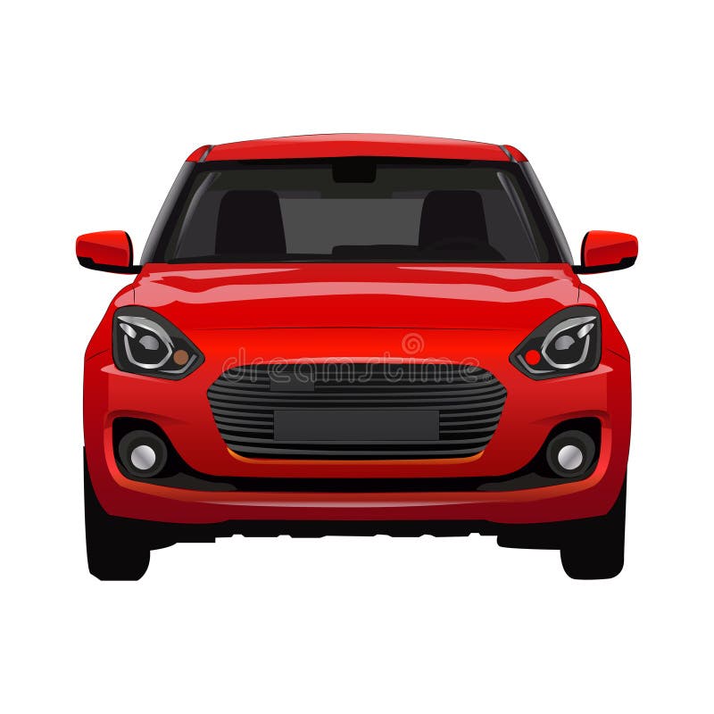 Vector Realistic 3d Illustration Red Car with Gradients and Front View ...