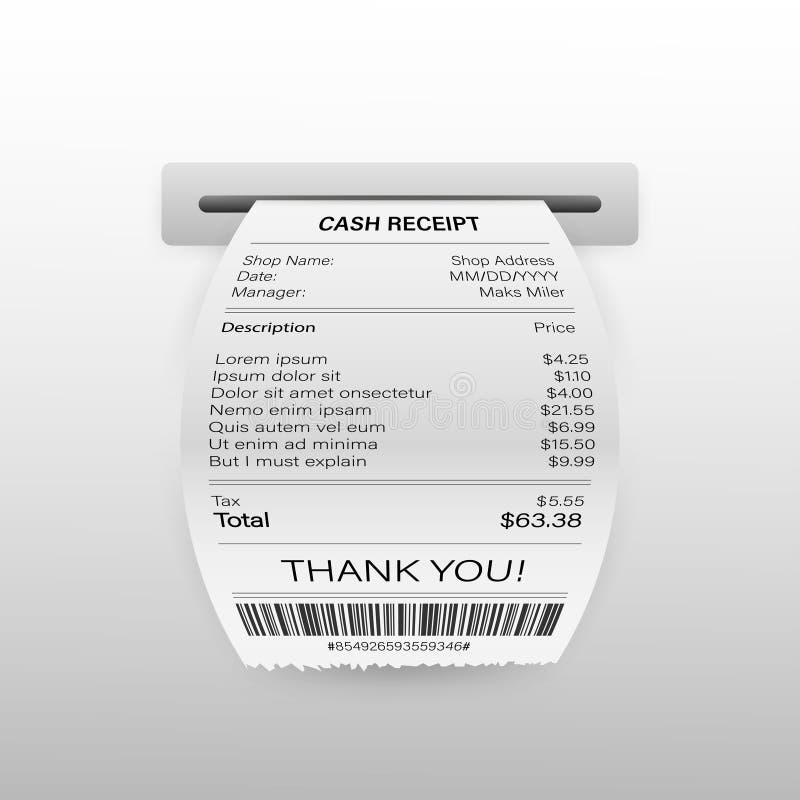 Vector Realistic 3d Paper Printed ATM Transaction Record Receipt Set ...