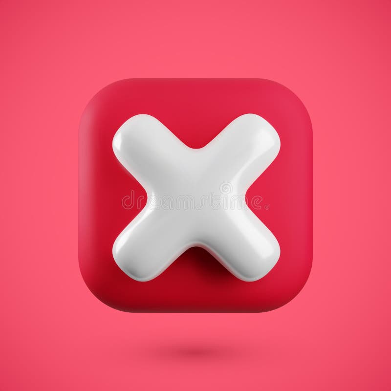 Vector Realistic 3d Red Cross X Banner. Trendy Plastic Wrong Red Check ...