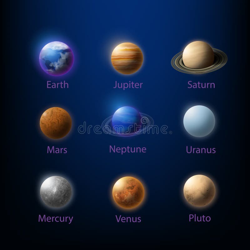 Solar System Colors Nine Planets