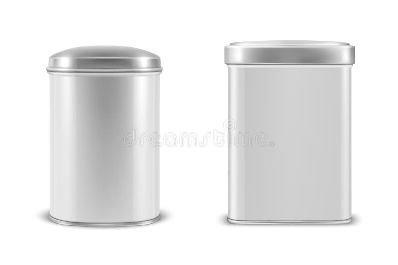 Vector Realistic 3d White Blank Metal Aluminium Tin Can Containers with ...