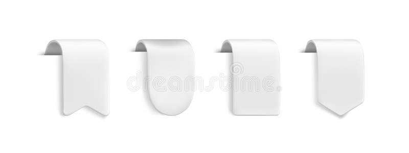 Vector Realistic 3d White Bookmarks Set. Vintage Design Element ...