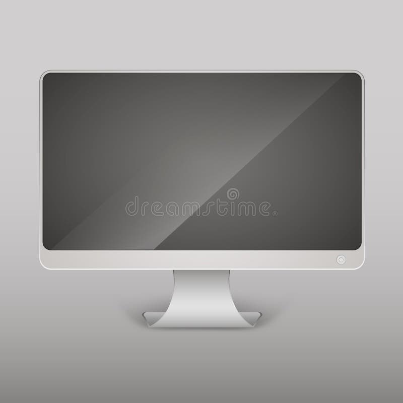 Realistic Computer Monitor on Gray Background.Vector Illustration. Realistic Empty Computer ...