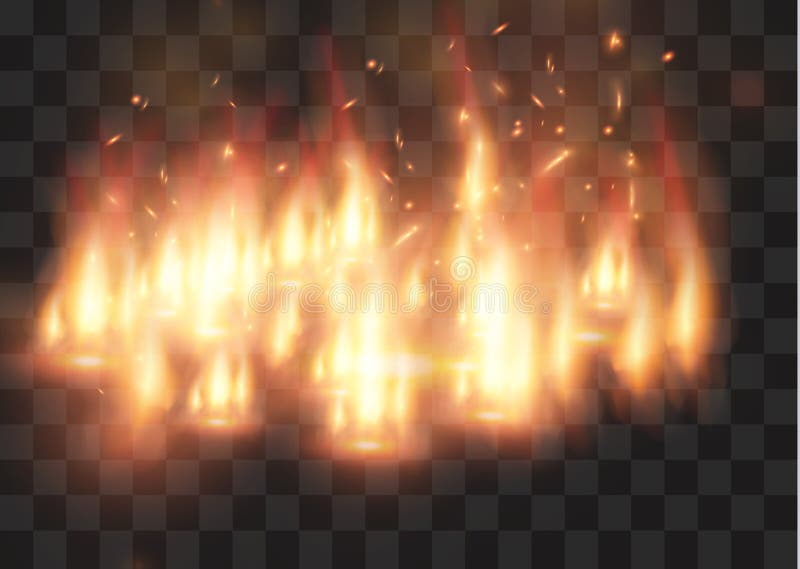 Vector Realistic Fire Transparent Special Effect Element. a Hot Flame ...