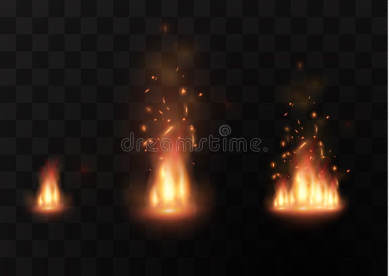 Vector Realistic Fire Transparent Special Effect Element. a Hot Flame ...
