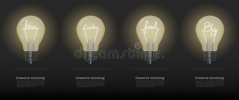 Vector Realistic Glowing Light Bulb.set of Creative Bulb Stock Vector ...