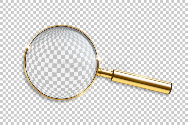 Vector Realistic Golden Magnifier Isolated on Transparent Background ...
