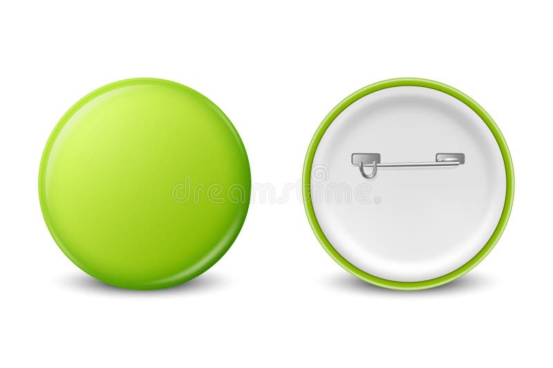 Vector Realistic Green Round Blank Empty Button Badge Set Closeup ...