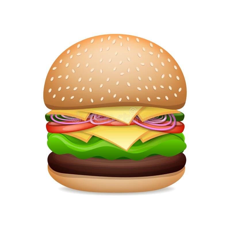 Vector Realistic Hamburger Classic Burger Stock Vector - Illustration ...