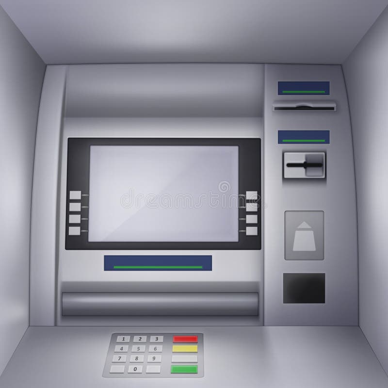 Vector Realistic Illustration of a ATM Machine with Blank Interface ...