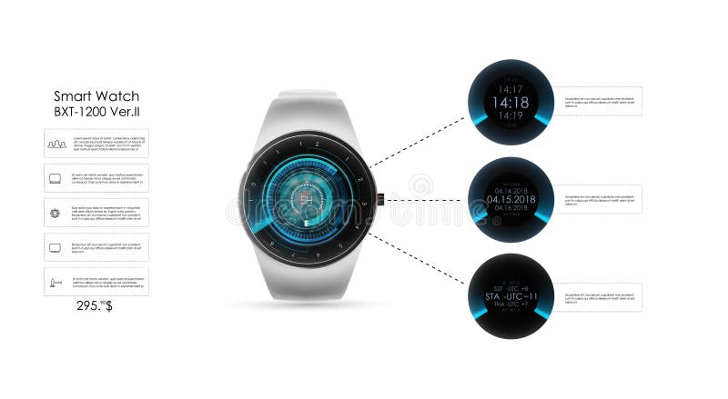 Vector Realistic Illustration of Concept Smart Watch, Technology ...