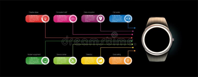 Vector Realistic Illustration of Concept Smart Watch, Technology ...