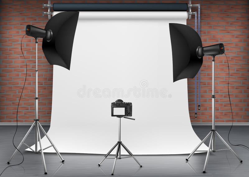 Vector Empty Photo Studio with Lighting Equipment Stock Vector ...