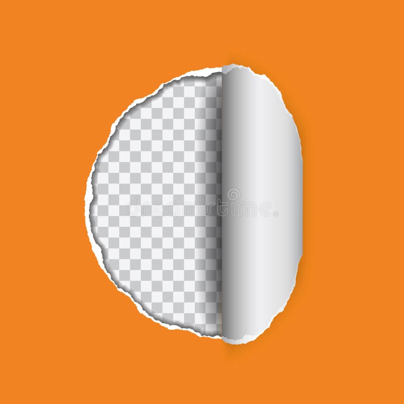 Vector Realistic Illustration of Orange Torn Paper with Rolled E Stock ...