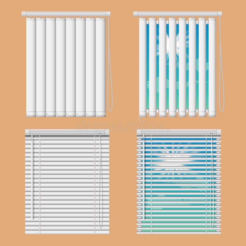 Vector Realistic Illustration Windows with Open and Close Horizontal ...