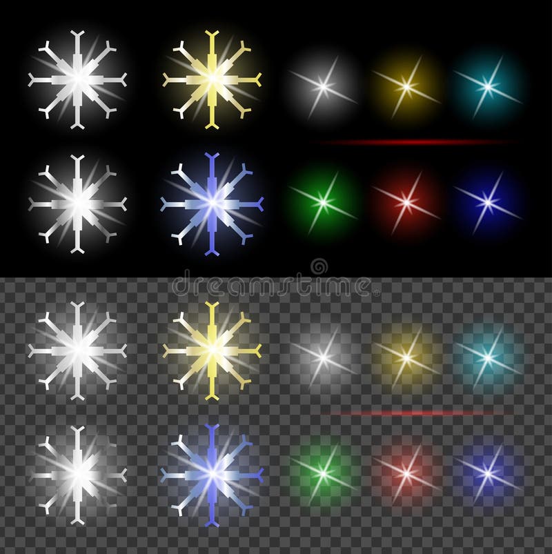 Vector Realistic Image of Bright Multicolored Stars with Transparent ...