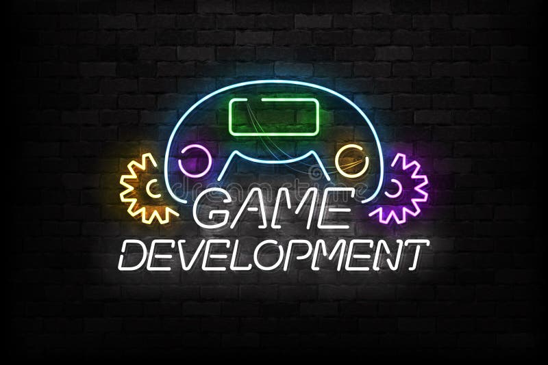 Vector Realistic Isolated Neon Sign of Game Development Logo for ...