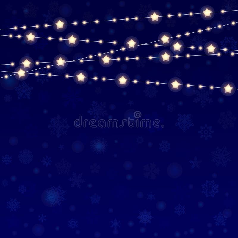 Vector Realistic Lantern Garland on Dark Night Sky Background with ...