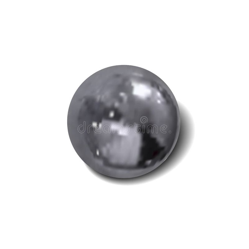 Vector Realistic Metallic Silver Ball with Shadow, Isolated Object ...
