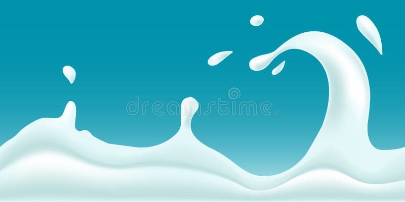 Vector Realistic Milk Splashes and Waves on Blue Gradient Background ...