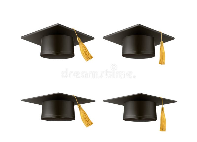 Vector Realistic Mortar Board Hat Education Hat Stock Vector