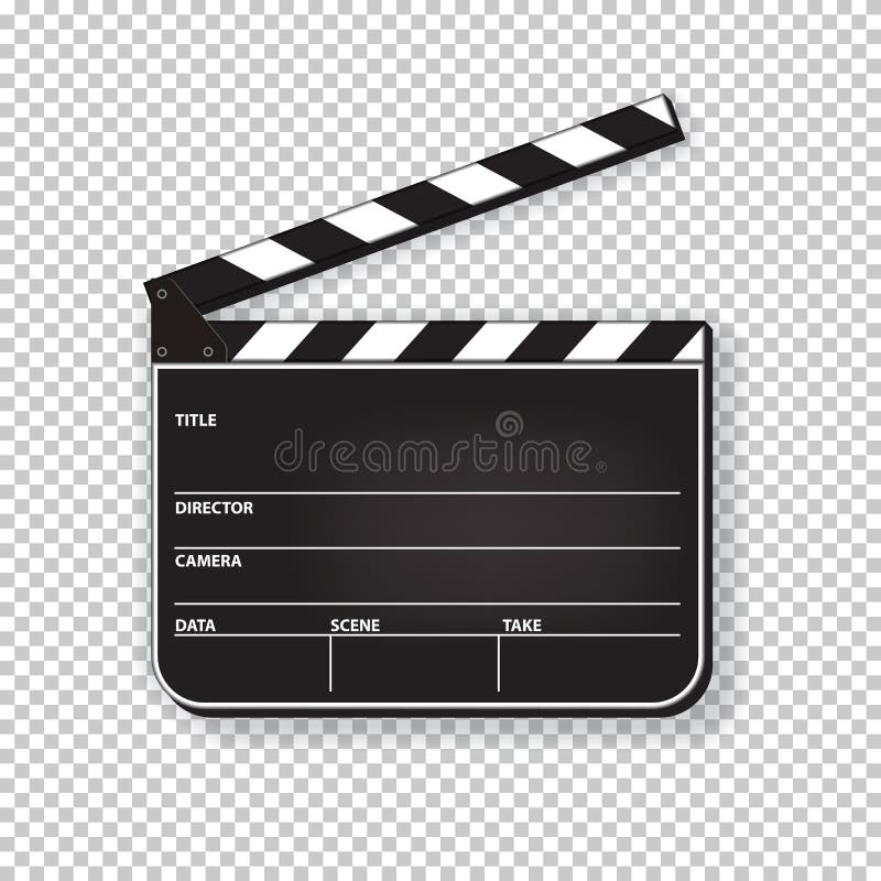 Vector Realistic Opened Clapperboard on Transparent Background. Stock ...