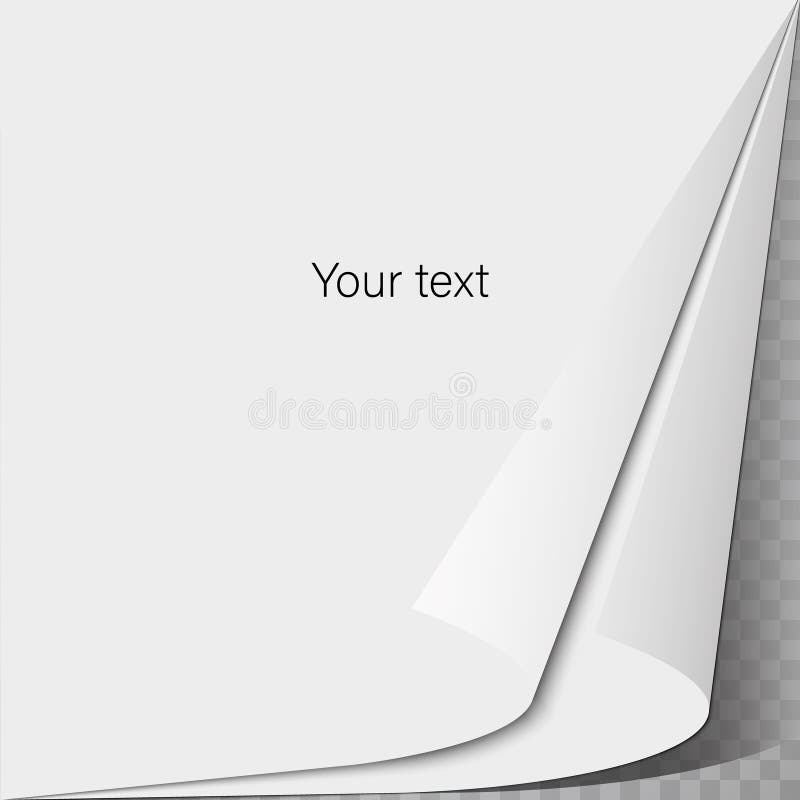 Vector Realistic Paper Sheet with Folded Corner. Paper Sheet A4 with ...