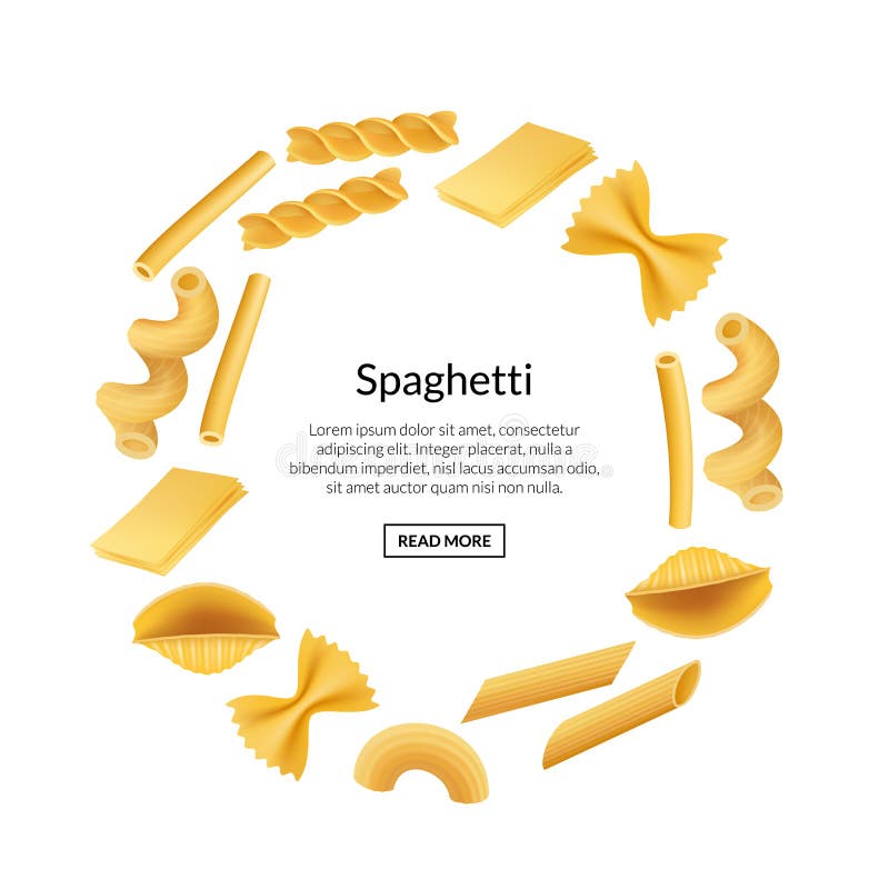 Vector Realistic Pasta Types with Place for Text Illustration Stock ...