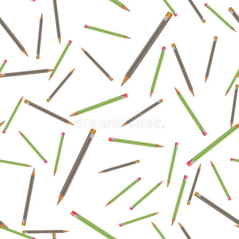 Vector Realistic Pencils. Pencil Icon Seamless Pattern on a White ...