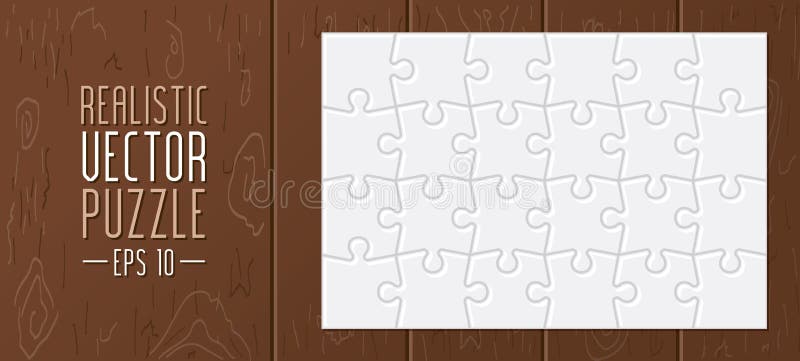 Realistic Vector Puzzle and Wooden Background. Stock Vector ...