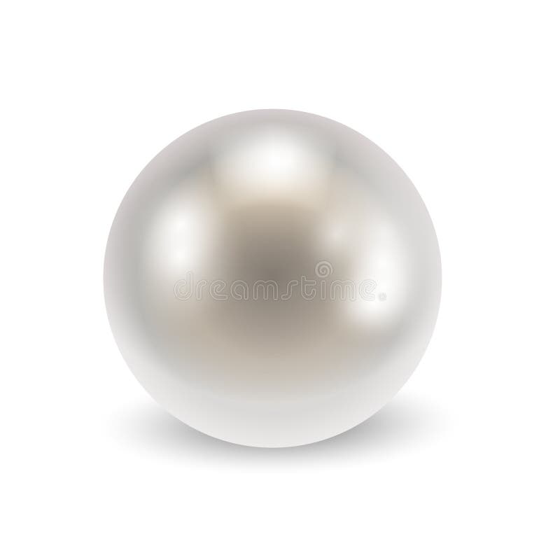 Vector Realistic Round Shiny Pearl with Shadow Isolated on White Stock ...