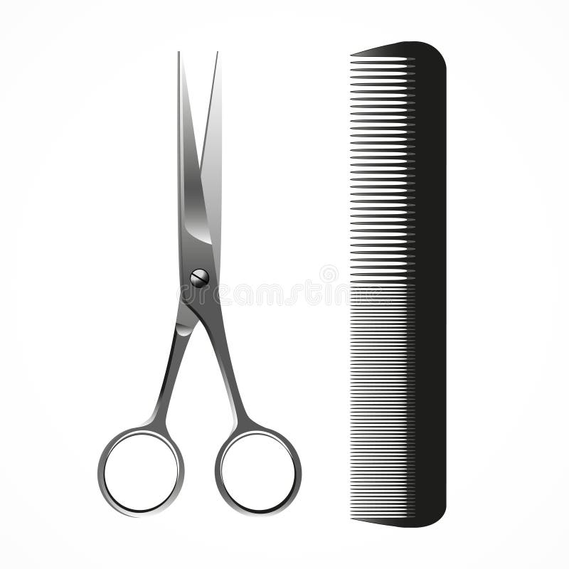 Vector Realistic Scissors and Comb, on White Stock Vector ...