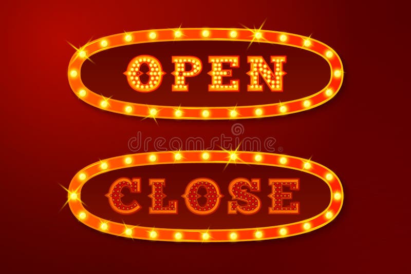 Vector Realistic Glowing Open and Close Signs Stock Vector ...