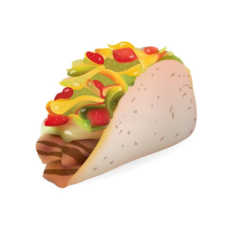 Vector Realistic Taco Illustration . Isolated on White Background Stock ...
