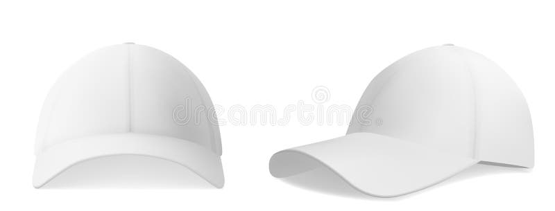 Vector Realistic White Baseball Cap Isolated Stock Illustration ...