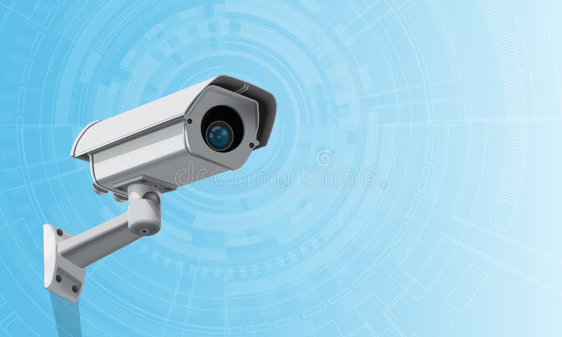 Vector of Realistic White CCTV Cameras on Blue Technology Background ...