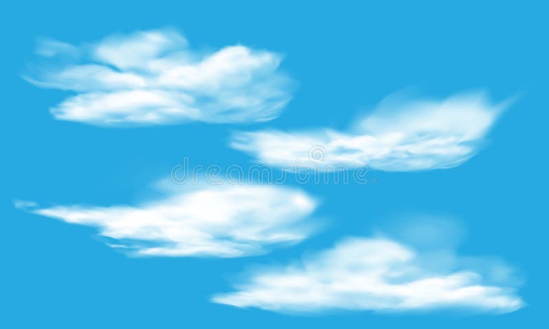 Vector of Realistic White Cloud Perspective on Blue Sky Background ...