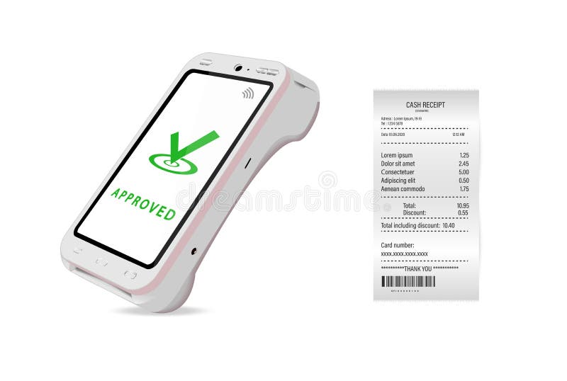 Vector Realistic White 3d Payment Machine. Close-up of a POS Terminal ...