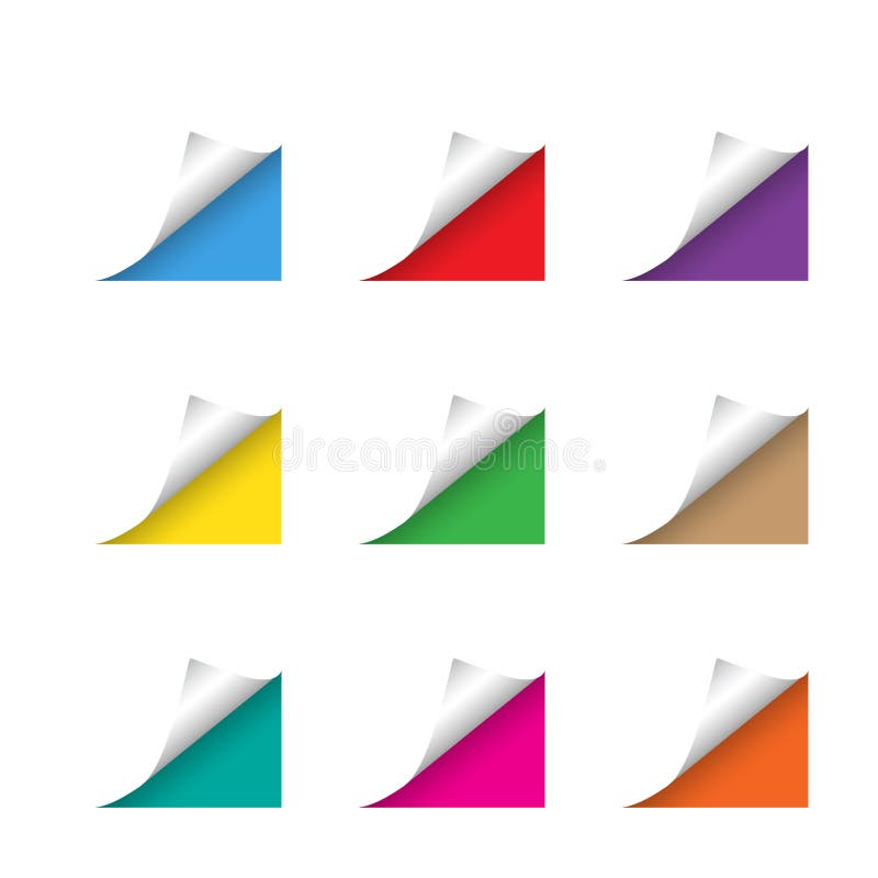 Vector Realistic White Paper Corners Set with Soft Shadow on White ...