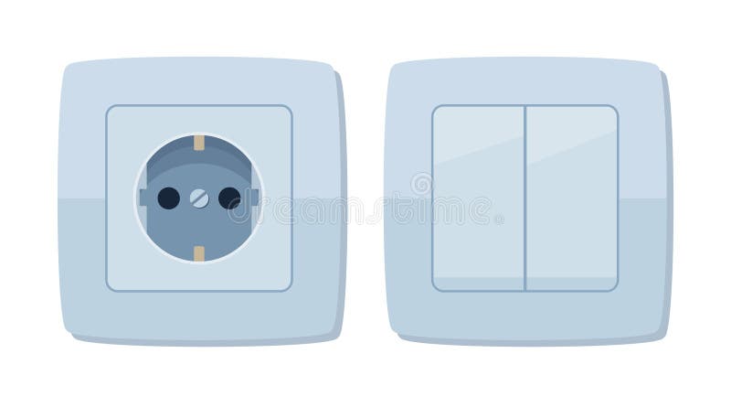 Vector Realistic White Switch and Power Socket for European Type of ...