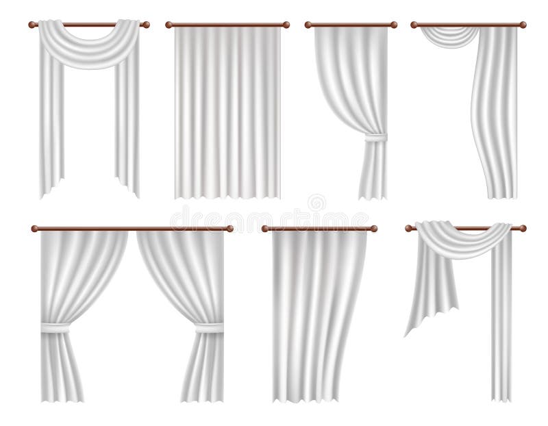 Vector Realistic Window Curtains and Drapes Set Stock Vector ...
